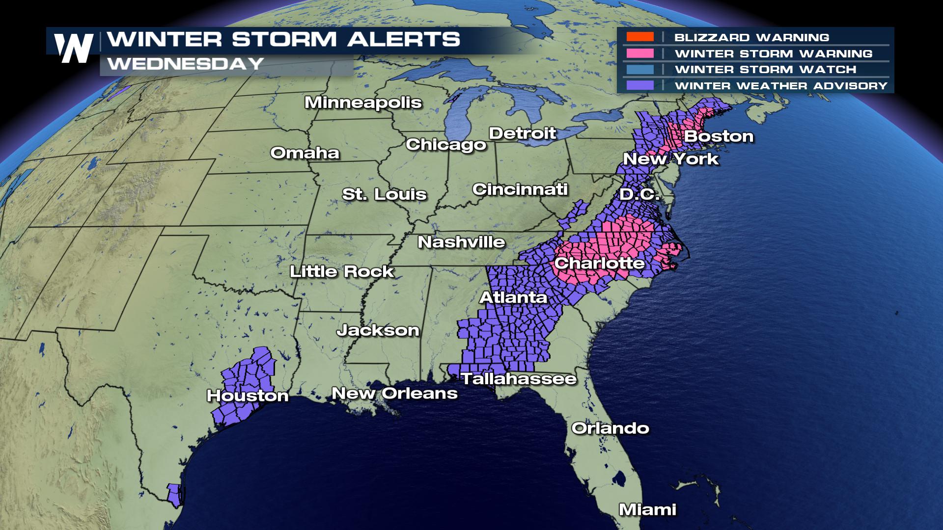 Winter Weather Continues to Impact the South, East Coast - WeatherNation