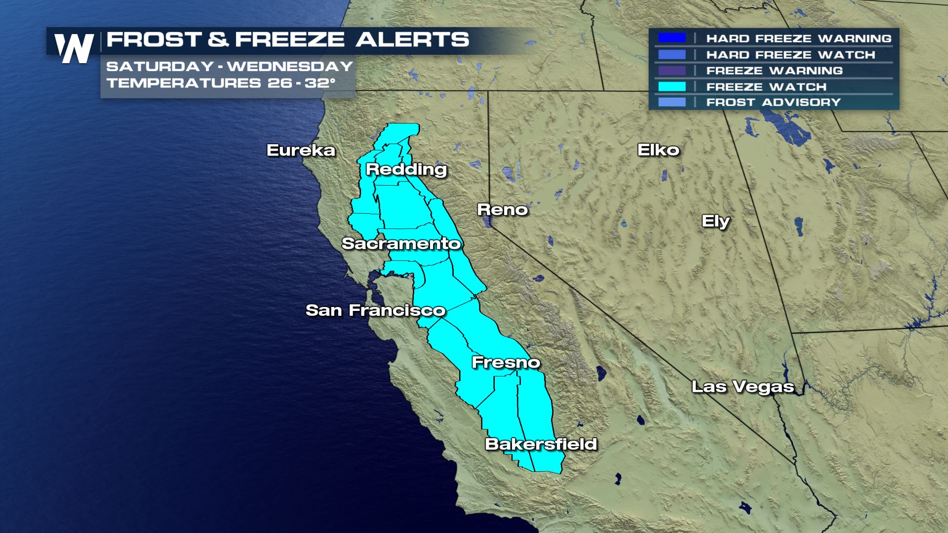 Sub-Freezing Temps Heading To California - WeatherNation