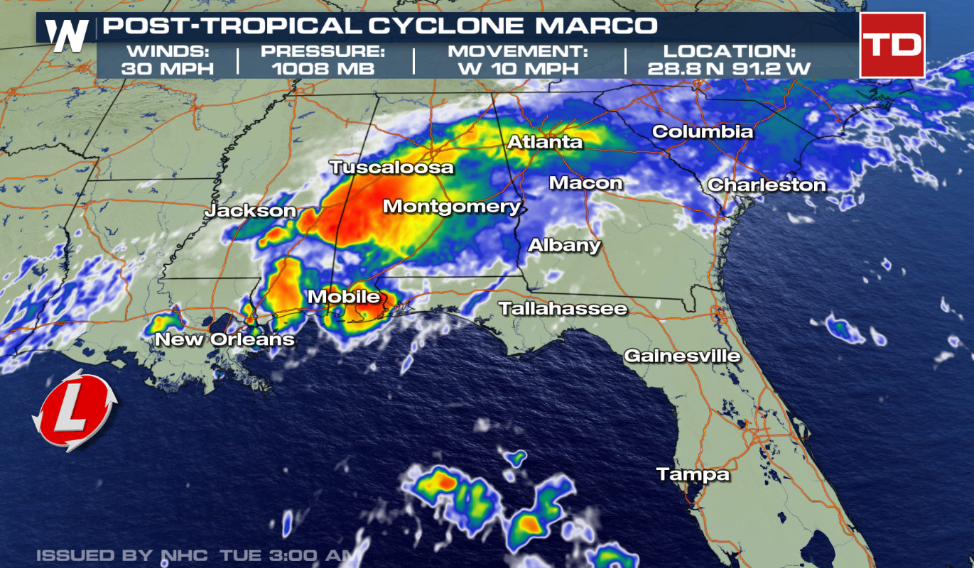 Marco a Post-Tropical Cyclone; Final Advisory Issued - WeatherNation