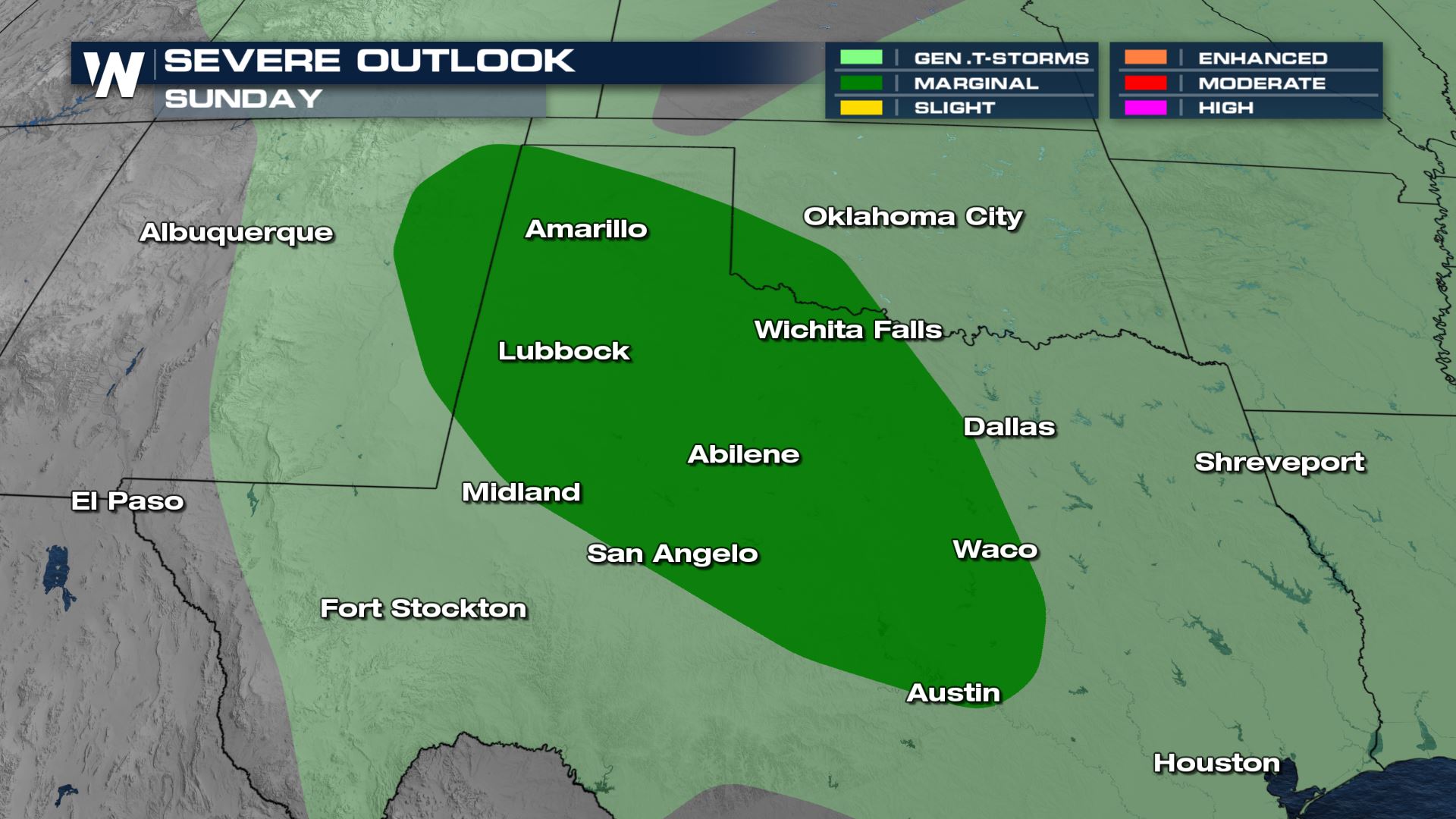 Sunday Severe Storm Chances in Texas - WeatherNation