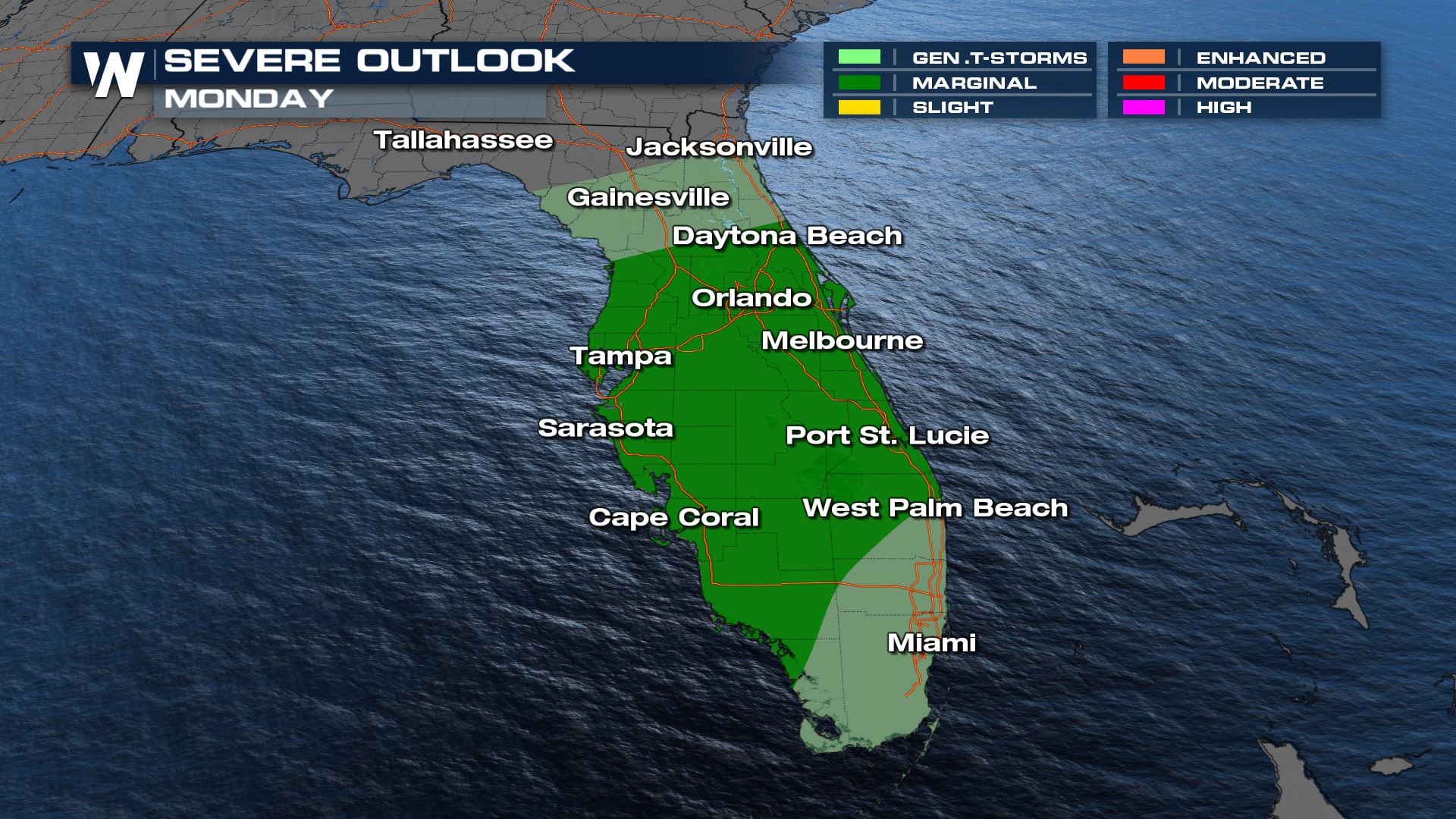 Severe Weather Threat Shifts to Florida Monday - WeatherNation