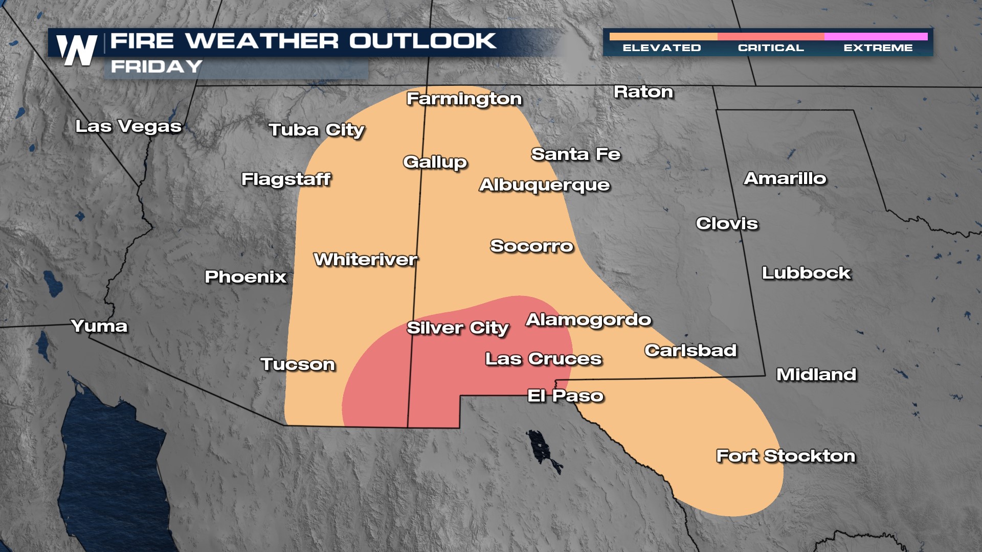 Fire Danger for Arizona, New Mexico & West Texas Friday - WeatherNation