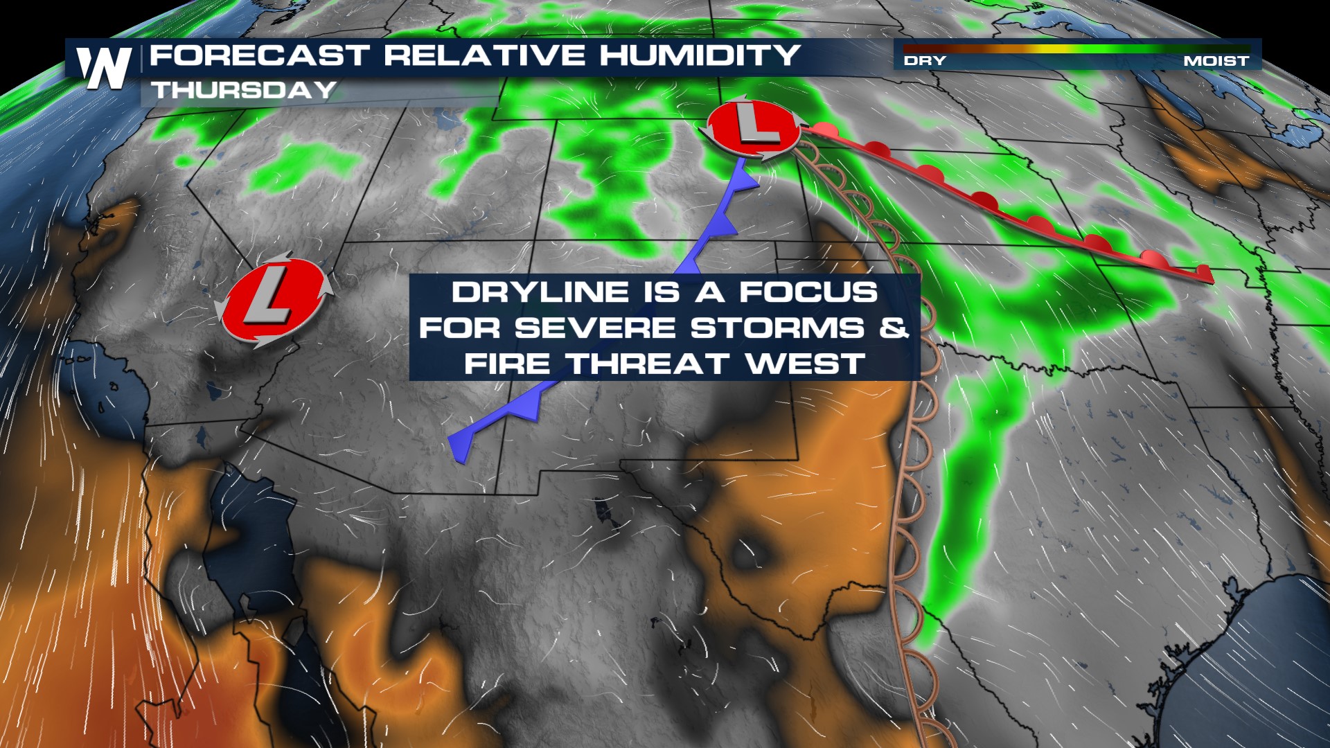 Dryline Prompts Severe Storms & Fire Threat in the Southern Plains ...
