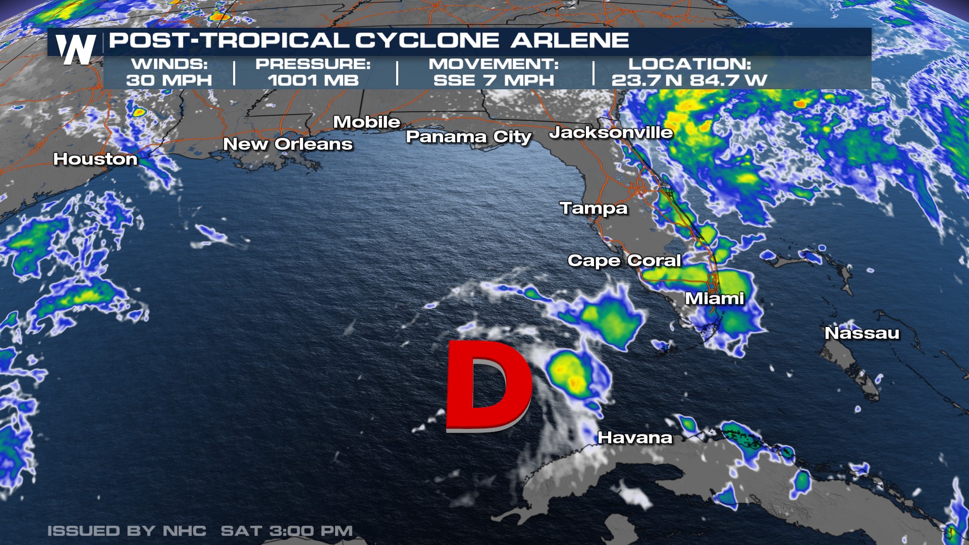 Arlene Weakens to a Post-Tropical Cyclone - WeatherNation
