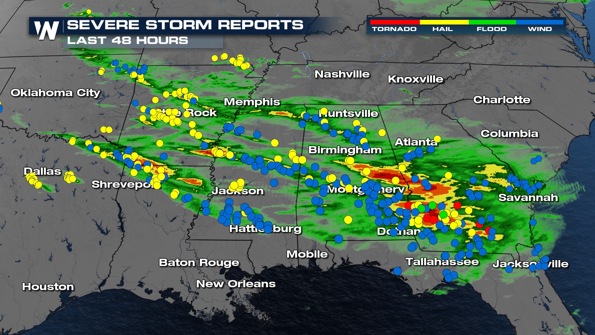 Serious Storm Threat in the Deep South Overnight - WeatherNation
